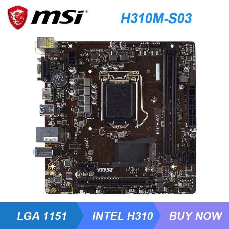 Jual PREORDER MSI H310M-S03 1151 Motherboard H110 Motherboard DDR4 Support 8/9 gen Core i3 9100f ...