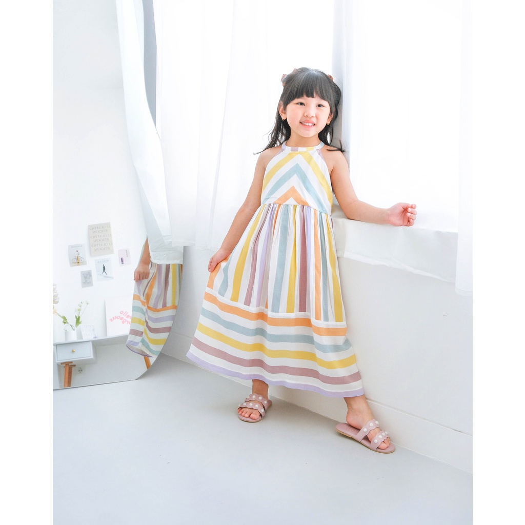 Jual LYLA DRESS | Dress rainbow anak | gaun anak colorful | halter ...