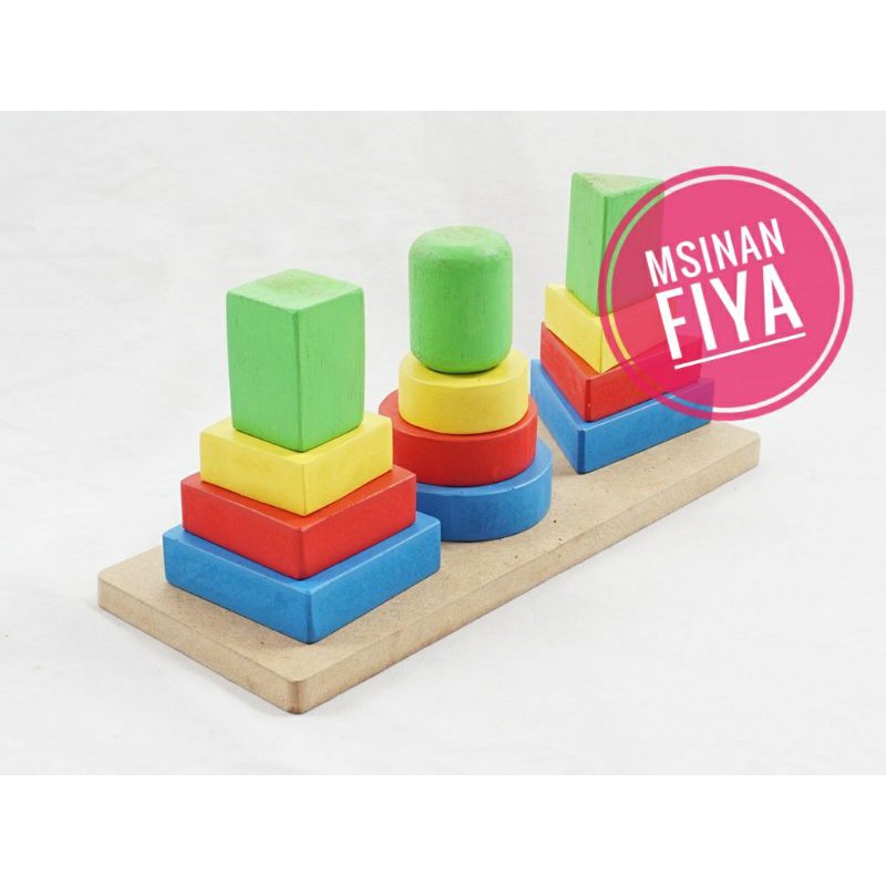 Jual Mainan Edukasi Anak Susun Menara Geometri 3 Bentuk | Shopee Indonesia