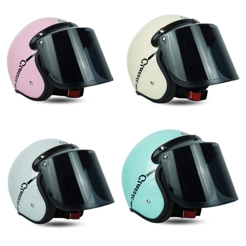 Jual HELM BOGO KEKINIAN POLOS WARNA KEKINIAN + KACA DATAR | Shopee ...