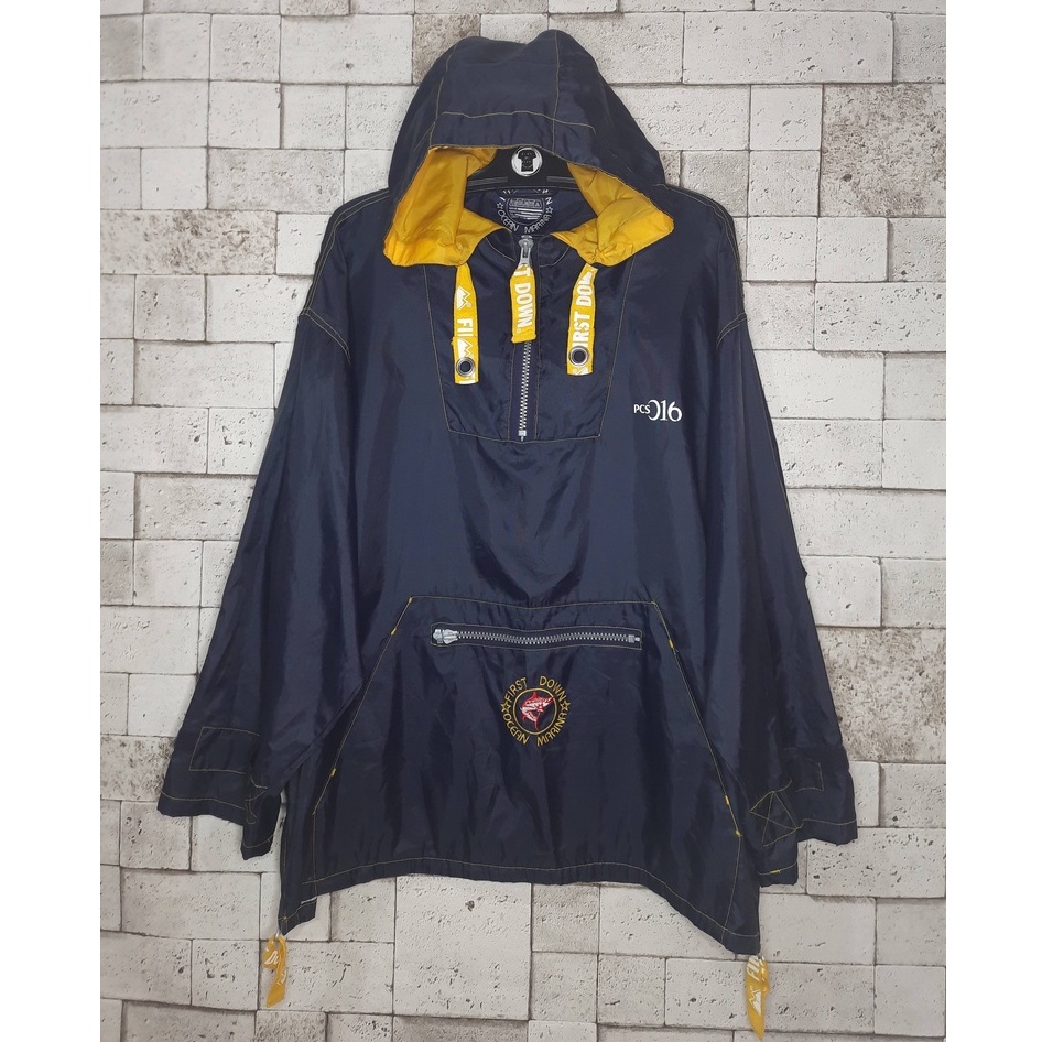 Jual Jaket anorak Hoodie 90's FIRST DOWN OCEAN MARINA (jaket ponco) | Shopee Indonesia