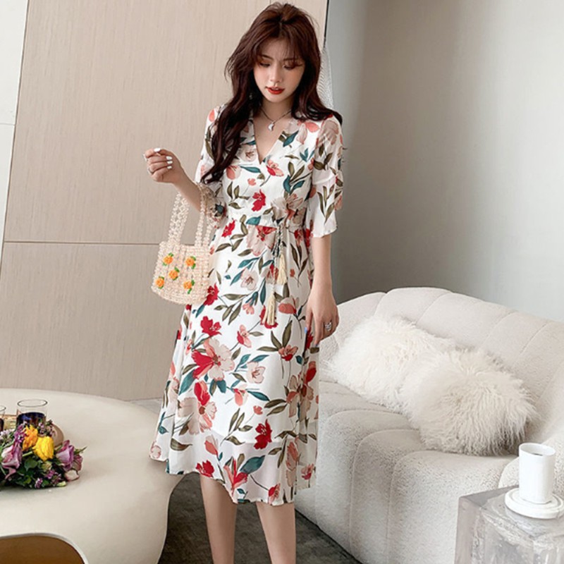 Jual COD dress wanita/dress floral/dress bunga/dress bunga korea/dress ...