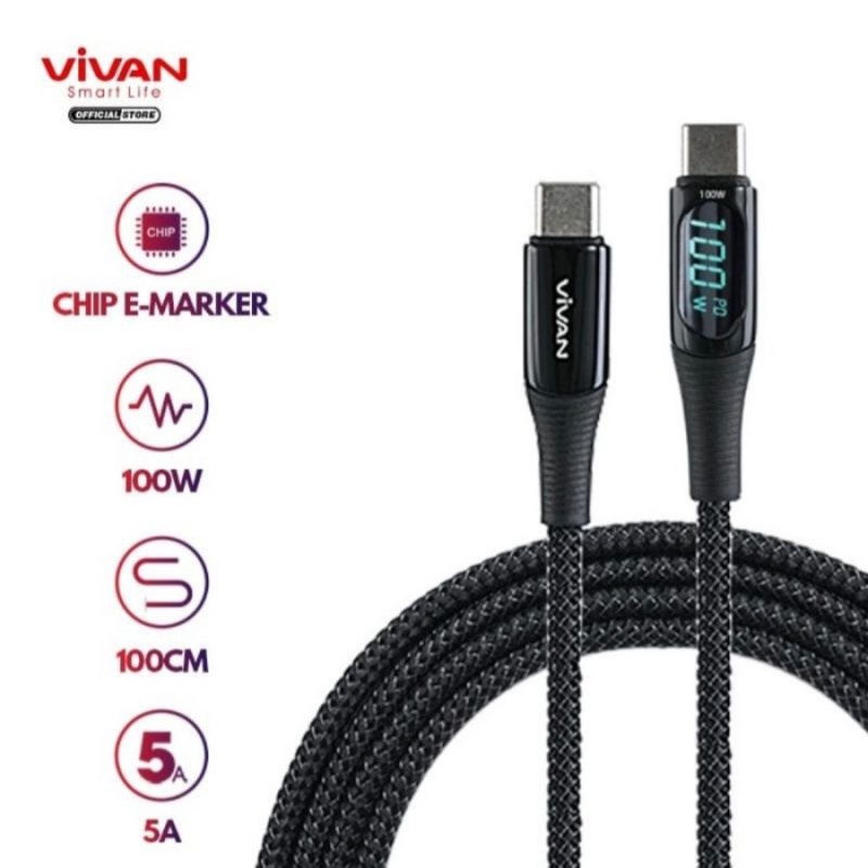 Jual Vivan VCC100 Kabel Data USB Type C to TypeC Fast Charging 5A 100W ...
