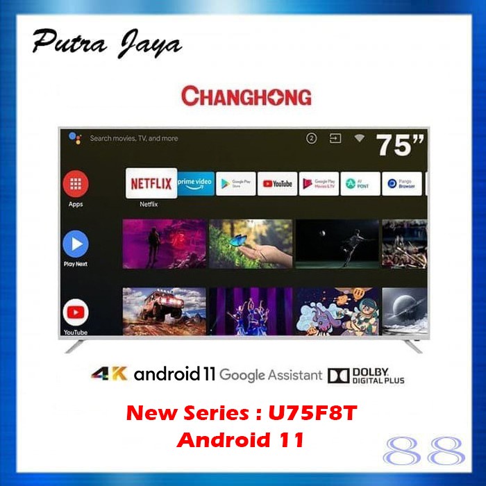 Jual Changhong 75 Inch 4K UHD Android 9.0 Smart TV LED TV (Model：U75H9 ...