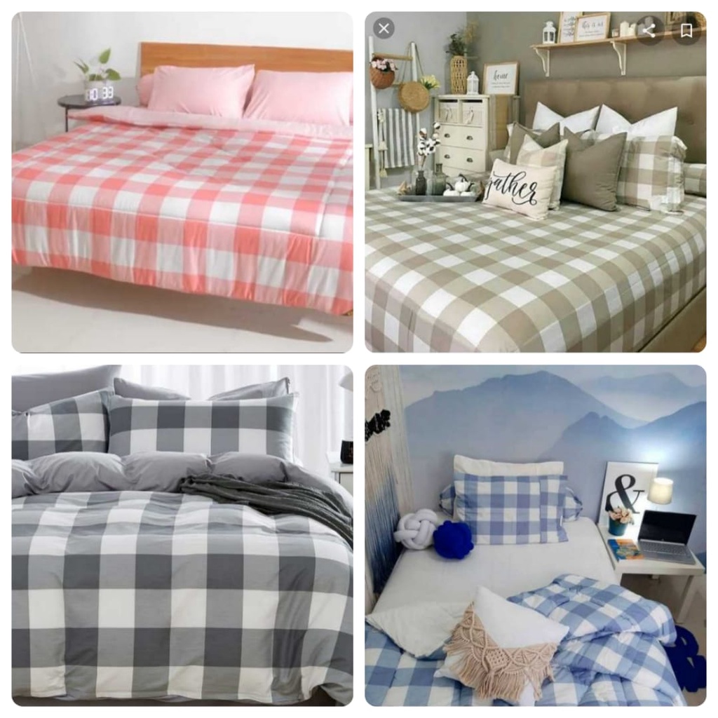 Jual Bed Cover motif kotak-kotak aesthetic , bedcover saja | Shopee ...