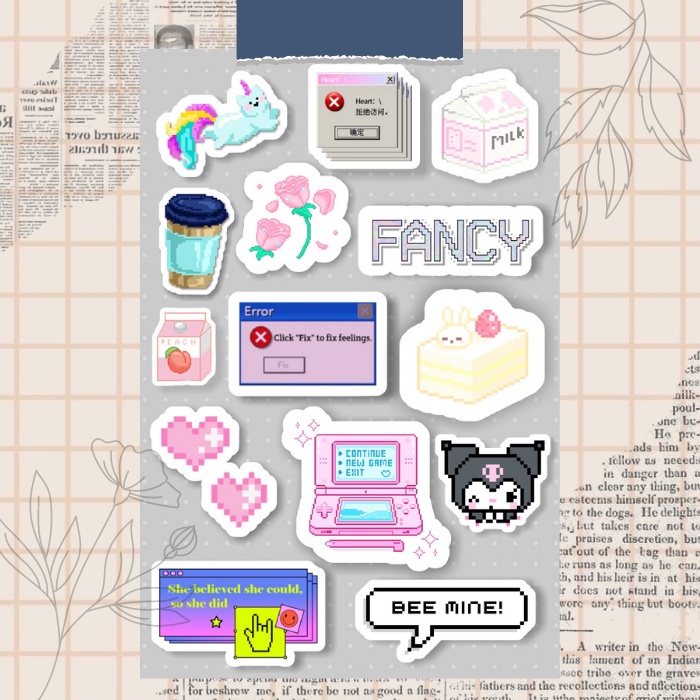 Jual Pixel Tumblr Stickers Series | stiker pixel | siker aesthetic ...