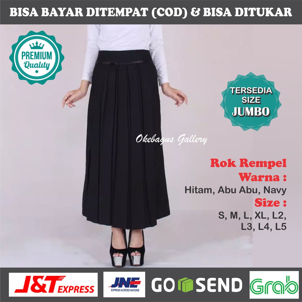 Jual Rok Hitam Panjang Rempel Wanita Muslimah | Rok Kerja Formal Wanita Jumbo Big Size 5L 4L 3L ...