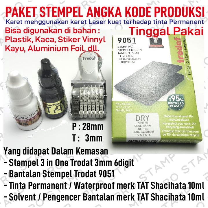 Jual Paket Stempel Expired 3 in1 EXP / Expired Trodat 3mm 6 digit ...
