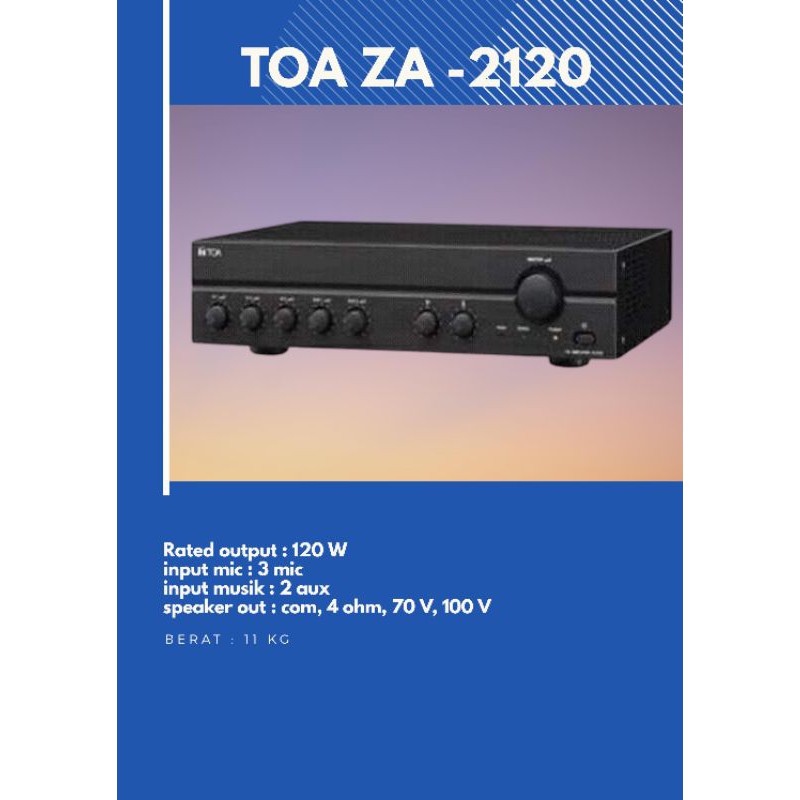 Jual AMPLIFIER TOA 120 WATT ZA 2120 | Shopee Indonesia
