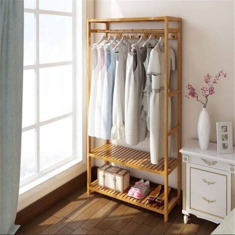Jual rak gantungan baju 3 tier clothes rack heavy duty wood garment ...