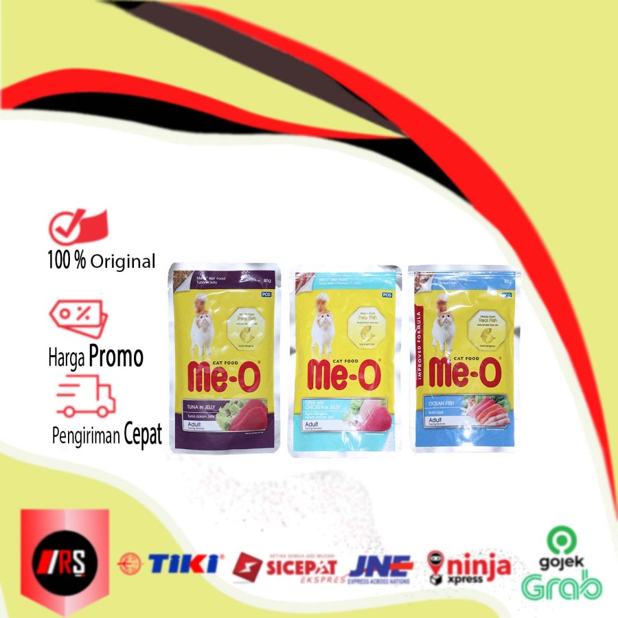 Jual Meo Makanan kucing Basah Cat Food Pouch Wetfood Me-O Sachet 80 ...