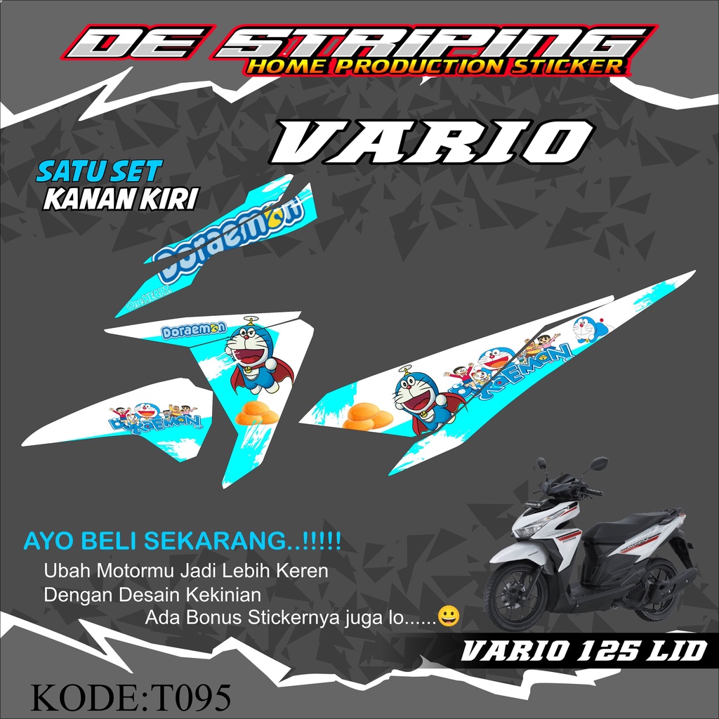 Jual Striping Stiker Variasi Motor Vario Led 125 150 Motif DORAEMON!!! T095 | Shopee Indonesia