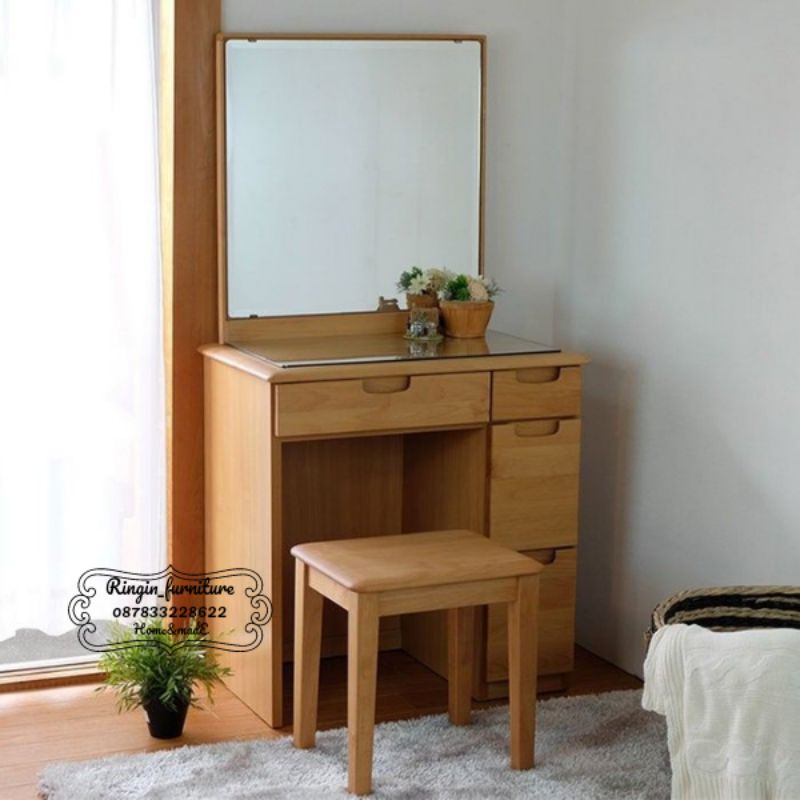 Jual meja rias kekinian minimalis kayu jati aesthetic scandanavian ...