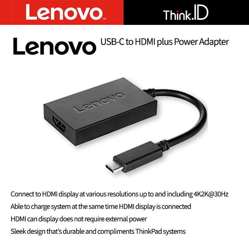 Jual Lenovo USB-C to HDMI Adapter with Power Pass-through 4X90K86567 ...
