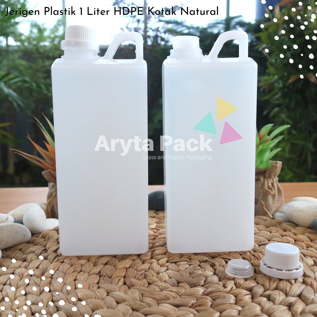 Jual Jerigen plastik HDPE 1liter 1000ml kotak natural madu kimia handsanitizer tutup segel ...
