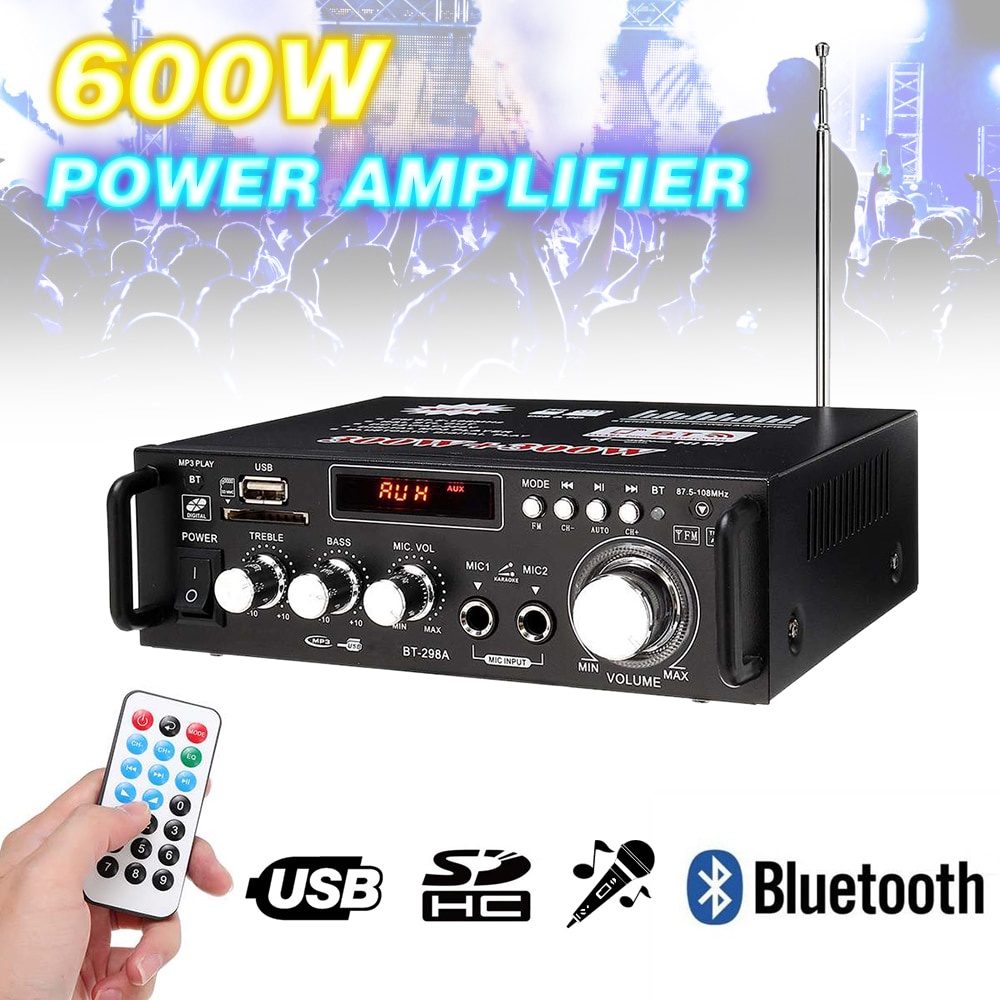 Jual Amplifier 600W Bluetooth Karaoke Radio Ampli Power Speaker Pasif ...