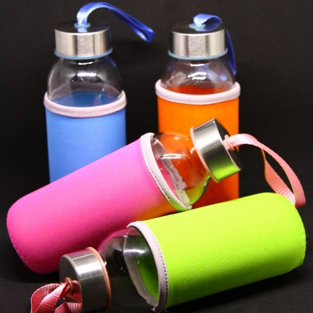 Jual Tumbler botol minum / botol kaca / tumbler kaca 300ml free pouch ...