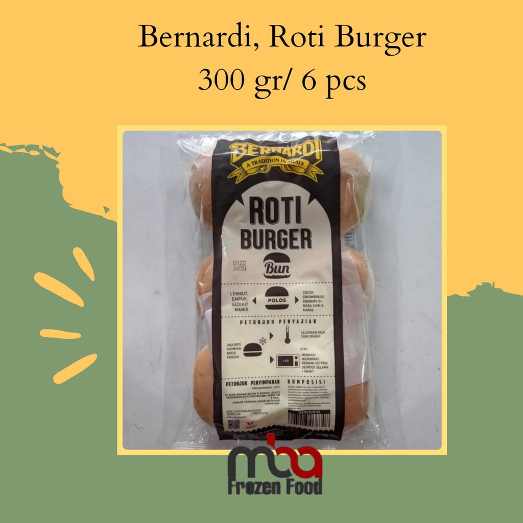 Jual BERNARDI Roti Burger bun polos 300 gr (6 pcs) /Roti /Burger /Bun ...