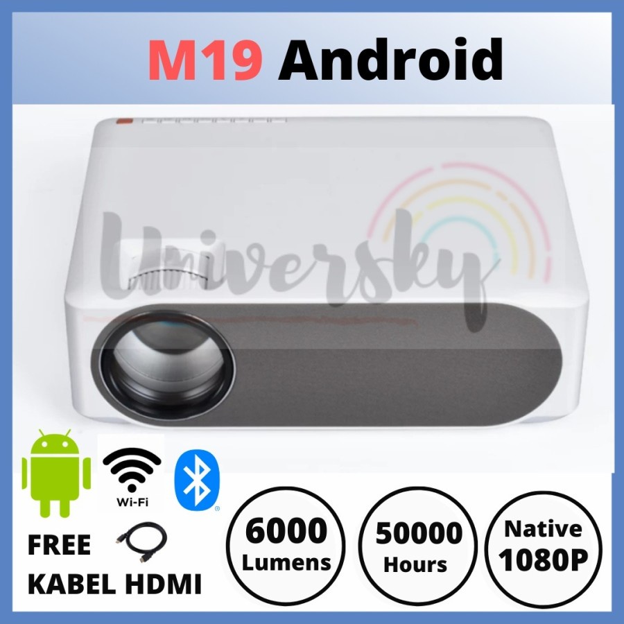 Jual PROYEKTOR M19 ANDROID LED PROJECTOR - FULL HD 1080p - 6000 LUMENS ...
