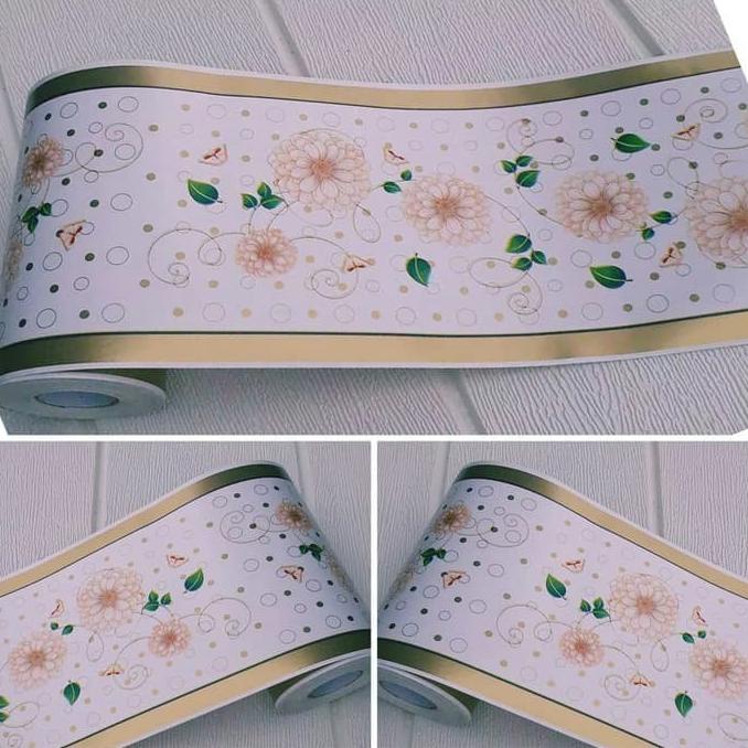 Jual List Wallpaper / Wall border Sticker Motif bunga daun kecil 10m x ...