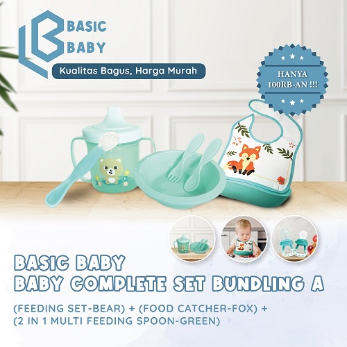Jual Basic Baby Complete Set Bunding A ( Feeding Set - Bear + Bib ...