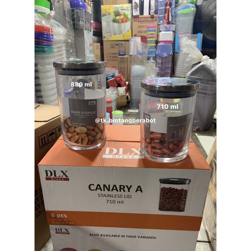 Jual DLX Toples Kaca / Toples Kue Serbaguna Canary 710 ml dan 880 ml ( Seal ) | Shopee Indonesia