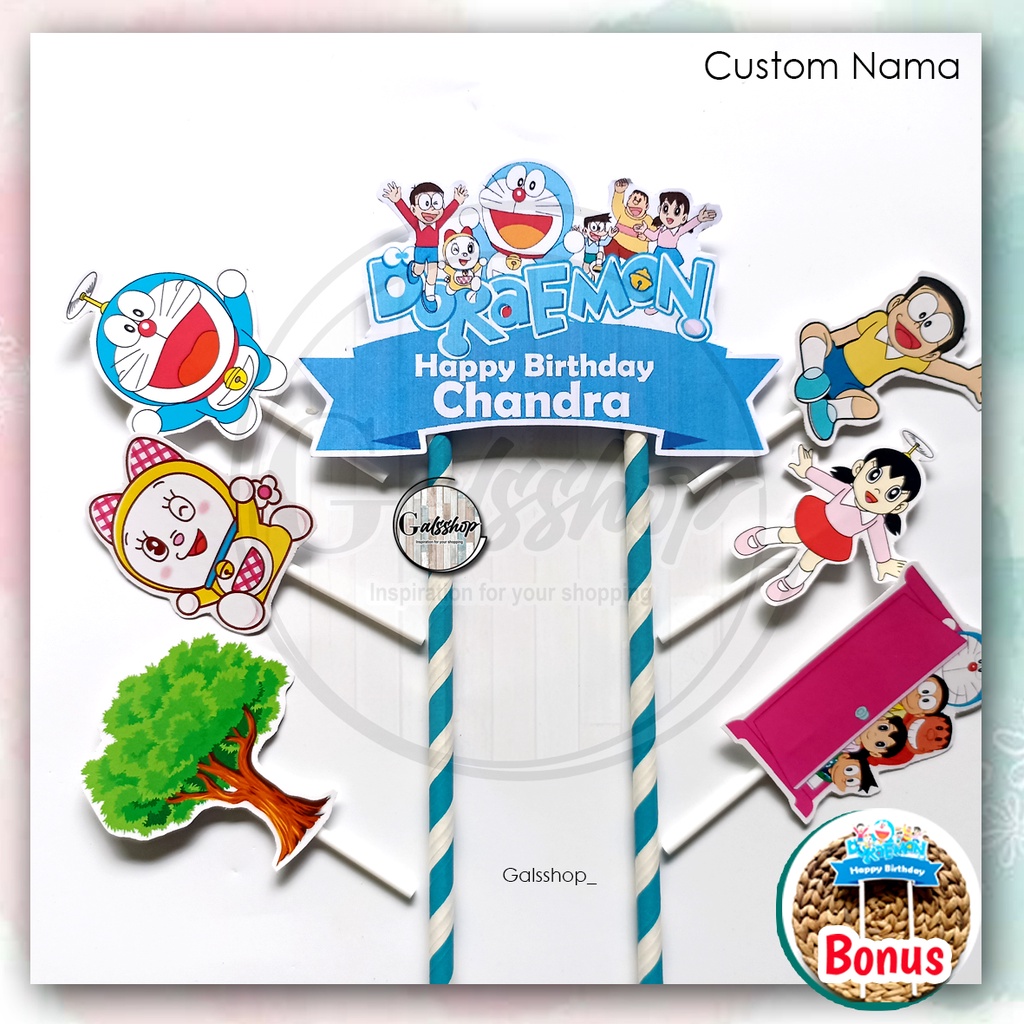 Jual Costum Nama / Foto / TopperCake Doraemon 3 / Hiasan Kue / Cake ...