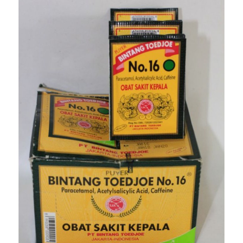 Jual OBAT SAKIT KEPALA BINTANG TOEDJOE NO. 16HARGA 1IKET ISI 10 SACHET ...