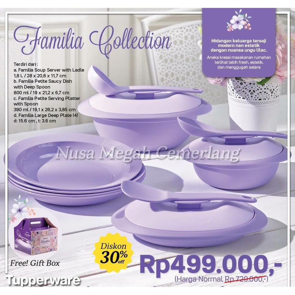 Jual TEMPAT MAKAN SAJIAN MAKANAN SET TUPPERWARE FAMILIA COLLECTION ...