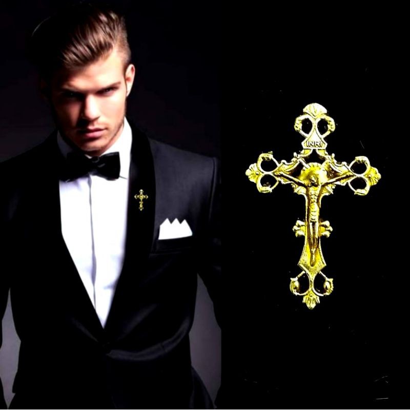 Jual Metal Golden Relievo Cross Pin Jas Kameja Tuxedo Mens Pria Classic ...