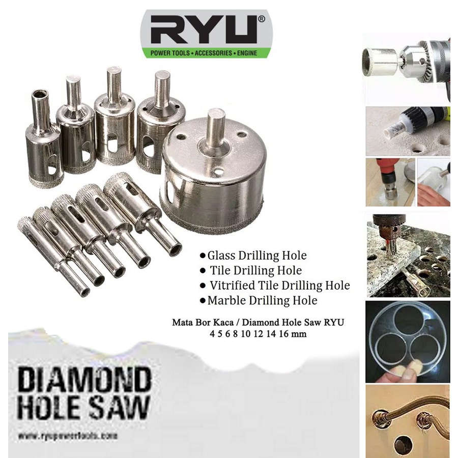 Jual RYU Diamond Holesaw Mata Bor Kaca Granit Keramik Marmer Ukuran 4 5 ...