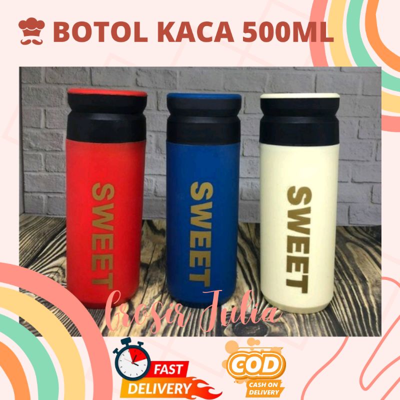 Jual Botol Minum Kaca Sweet Unik Lucu souvenir sofenir tumblr 500ml ...
