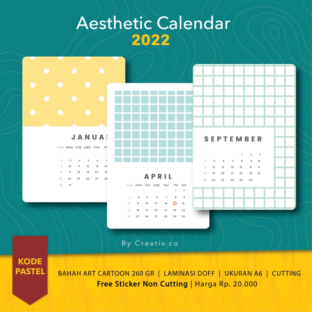 Jual KALENDER AESTHETIC 2024 PASTEL [KALENDER MURAH] [KALENDER TEMPEL ...