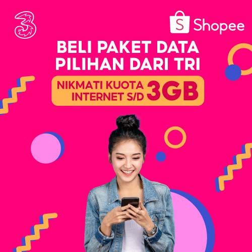 Beli Paket Data Tri Nikmati Kuota Internet S/D 3GB