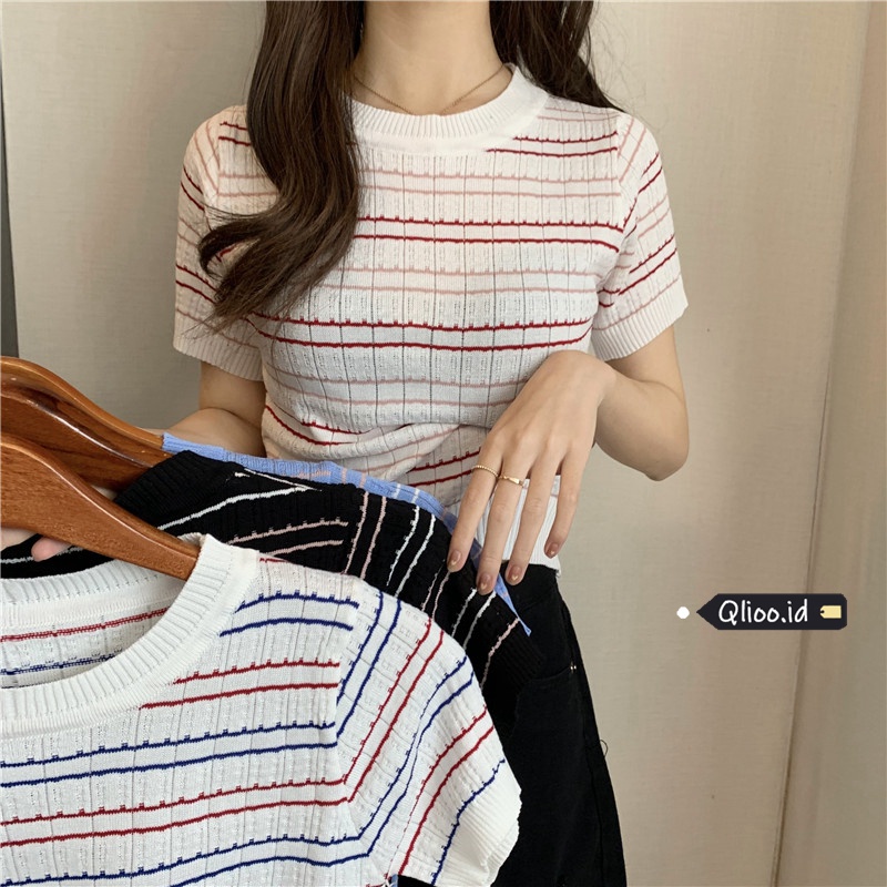 Jual Kaos Rajut Lengan Pendek Wanita Knit T-shirt Baju Atasan Putih Korean Style | Shopee Indonesia