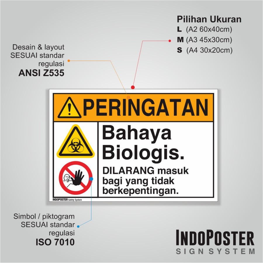 Jual Stiker Safety Sign Rambu K3 ANSI Bahaya Biologis Biohazard ...