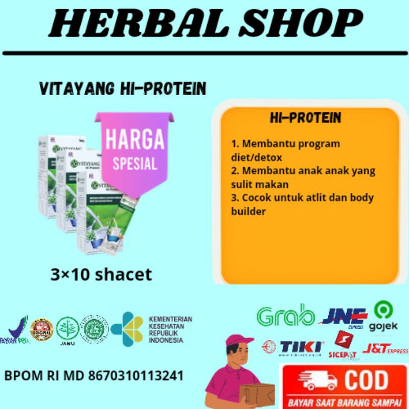Jual Suplemen Hi Protein cocok untuk diet dan body builder 3×10 shacet ...