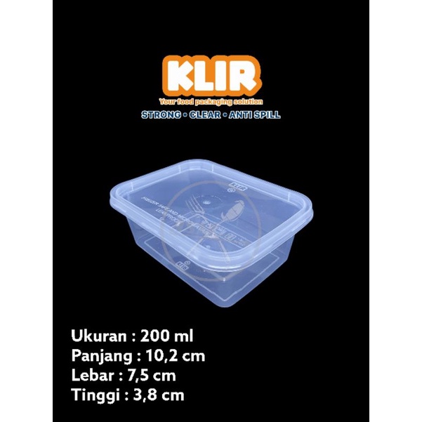 Jual Thinwall 200ml Rectangle KLIR / Kotak Makan Anti Pecah dan Bening 1 Roll isi 25 pcs ...