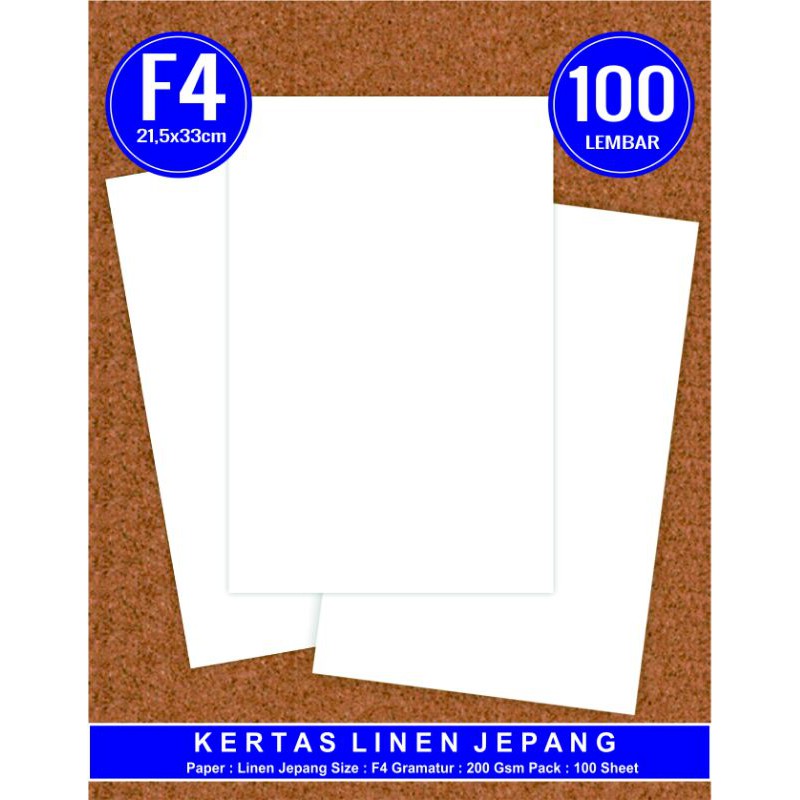 Jual kertas linen Jepang ukuran F4 Folio 200 gsm 1 Pak isi 100 lembar ...