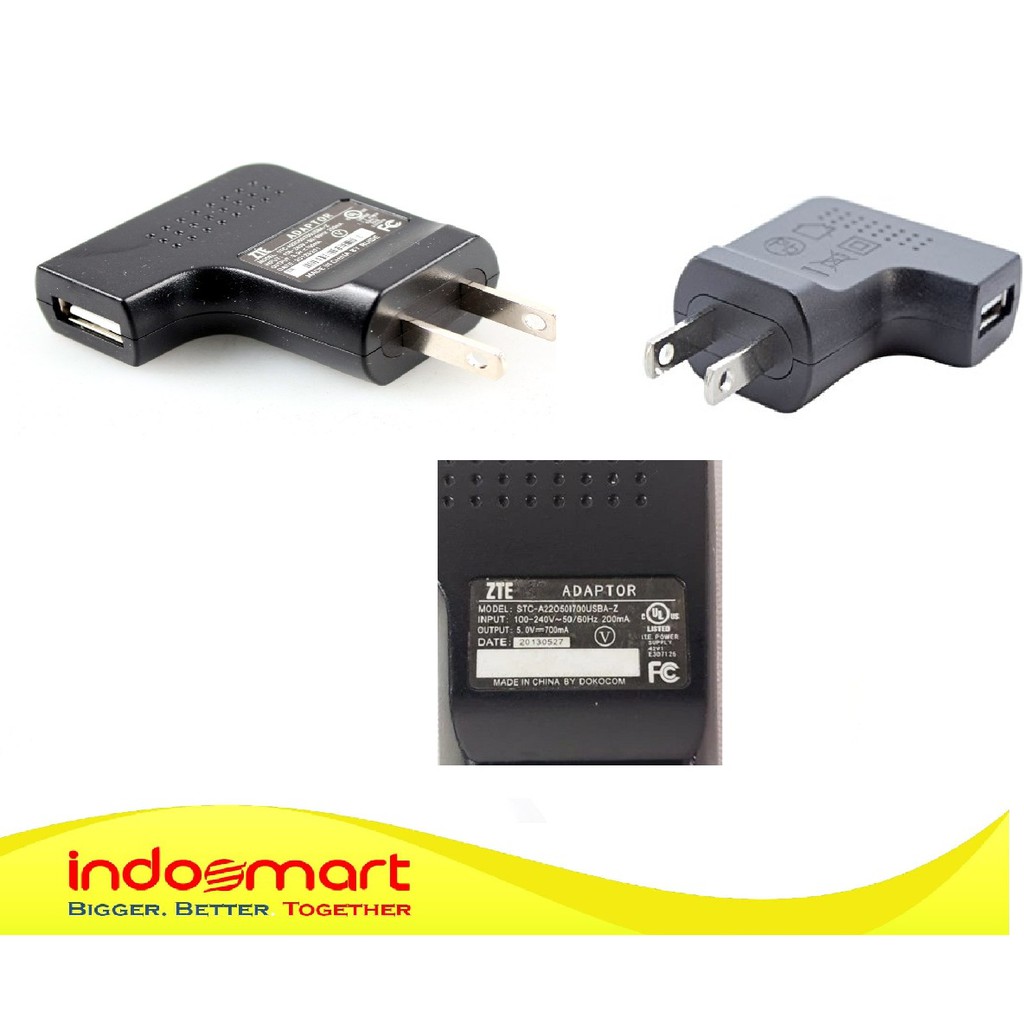 Jual ZTE USB Power AC Adapter Chinese Plug 5V 7mA Stop Kontak | Shopee ...