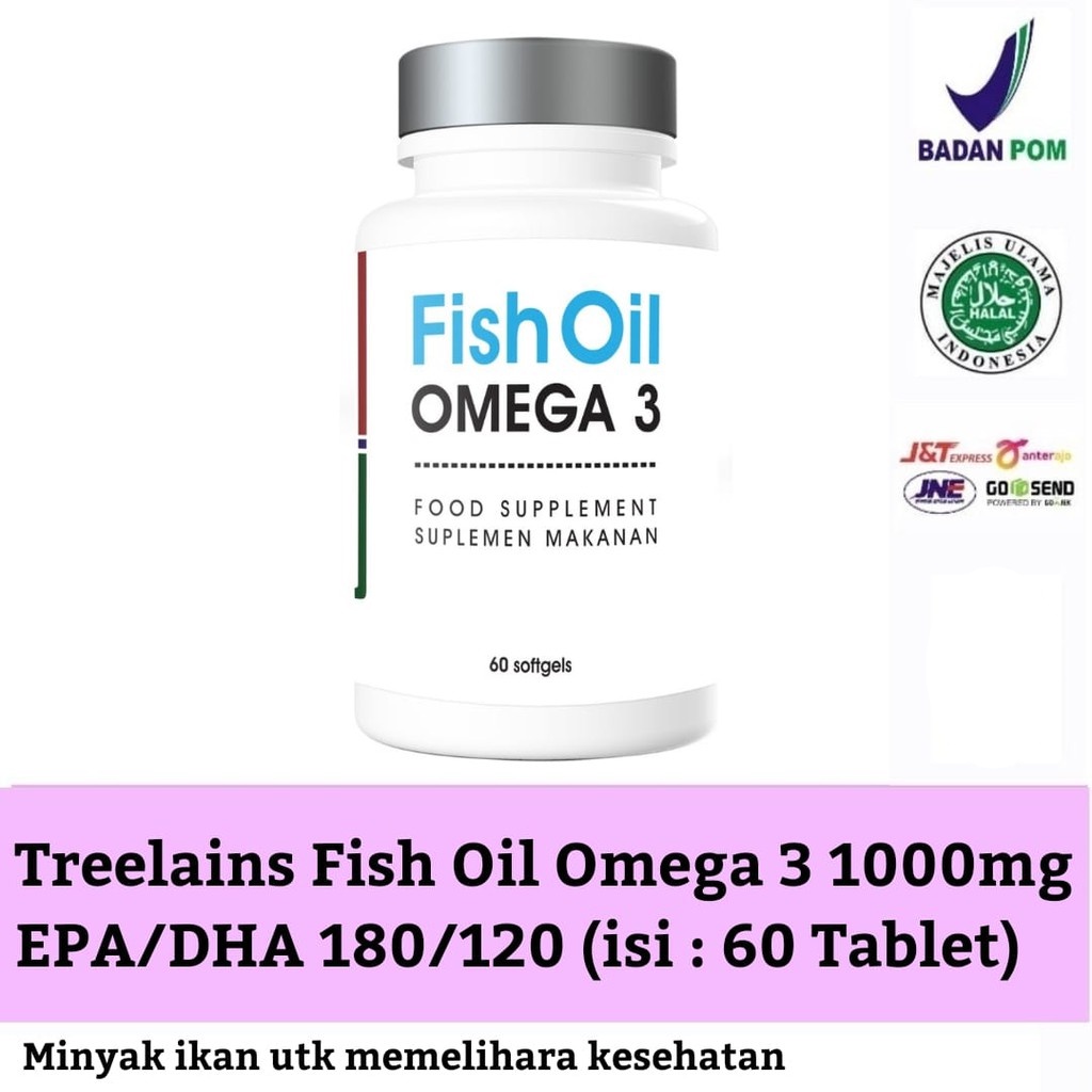 Jual Treelains Fish Oil Omega 3 1000mg EPA/DHA 180/120 ( isi : 60 ...