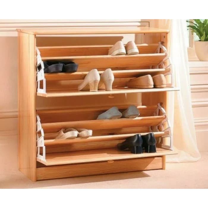 Jual Engsel Rel Rak Sepatu Putar 3 Tiga Susun Sekat Plastik Putih Putih ...