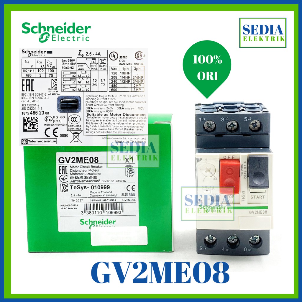 Jual Motor Circuit Breaker MCB GV2ME08 GV2 ME08 GV2 ME 08 | Shopee ...