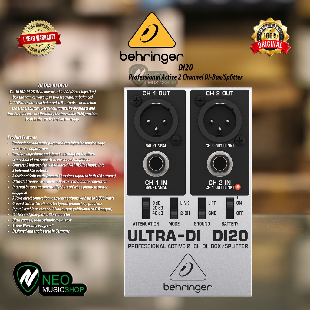Jual Behringer DI20 Professional Active 2 Channel DI-Box/Splitter ...