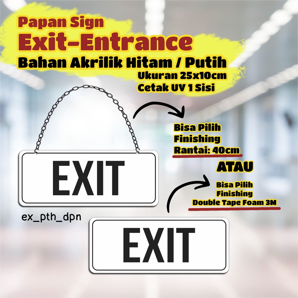 Jual Papan Akrilik sign EXIT / ENTRANCE - Papan Penunjuk Arah Jalan ...