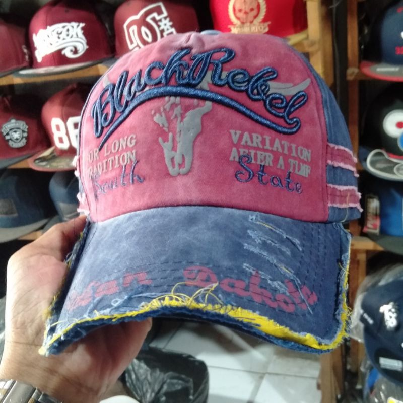 Jual TopiBlack Rebel Model Korea Topi cowok cewek import black label ...