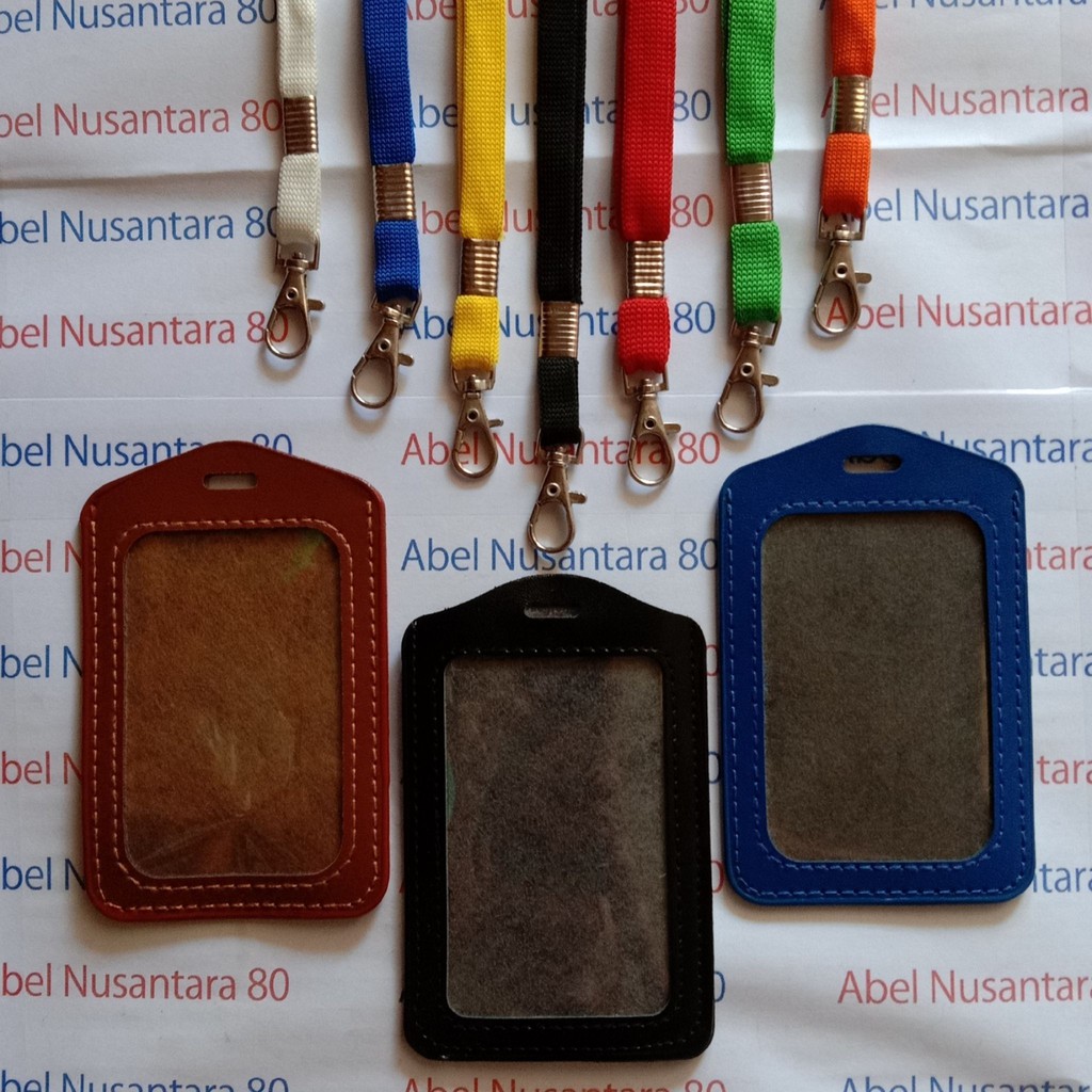 Jual Paket Casing ID Card Kulit Potrait dengan Tali Kait 1cm | Shopee ...