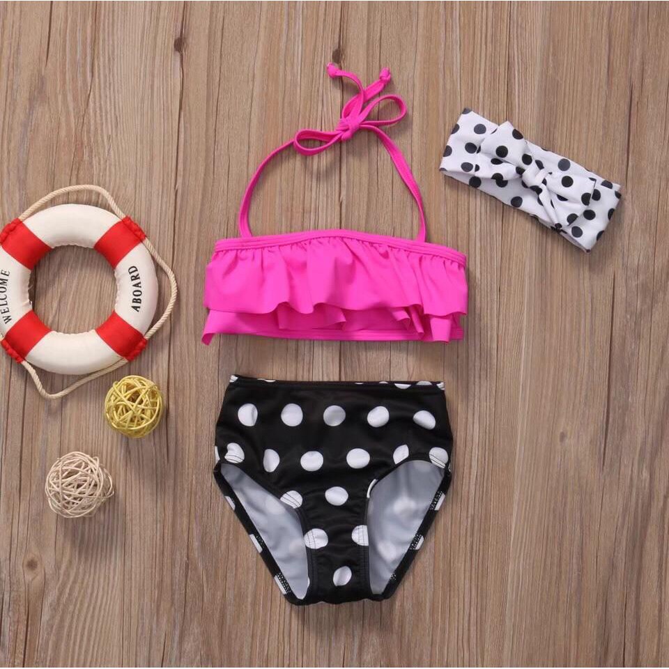 Jual Polkadot Bikini Baby Kids Swimsuit Set (baju renang anak) | Shopee ...