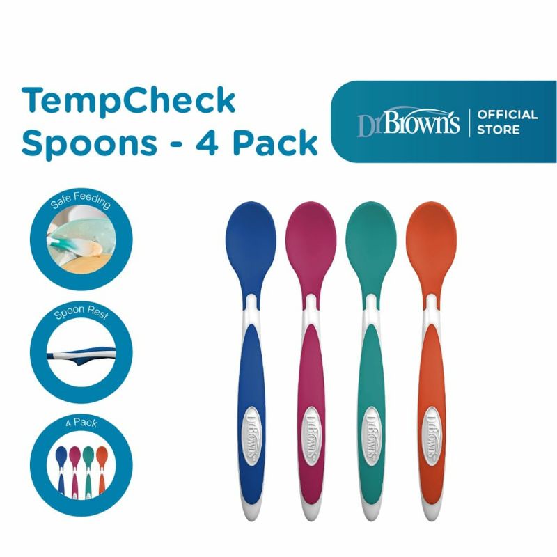 Jual DR BROWNS TempCheck Spoon 4 Pack/ sendok Makan Baby | Shopee Indonesia