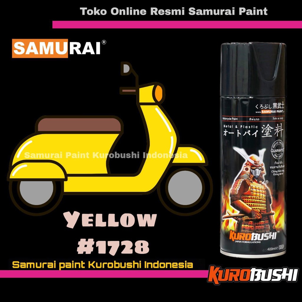 Jual Samurai Paint YELLOW 1728 Warna Standar Kuning Cat Semprot Aerosol Samurai | Shopee Indonesia